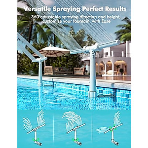 Pool Fountain - Dual Spray Water Fountains for Above Ground/Inground Pools, 2-in-1 Adjustable Waterfall Pool Sprinkler Fountain for Cooling (for in-tex & for Best-Way & Hay-Ward & Cole-Man)