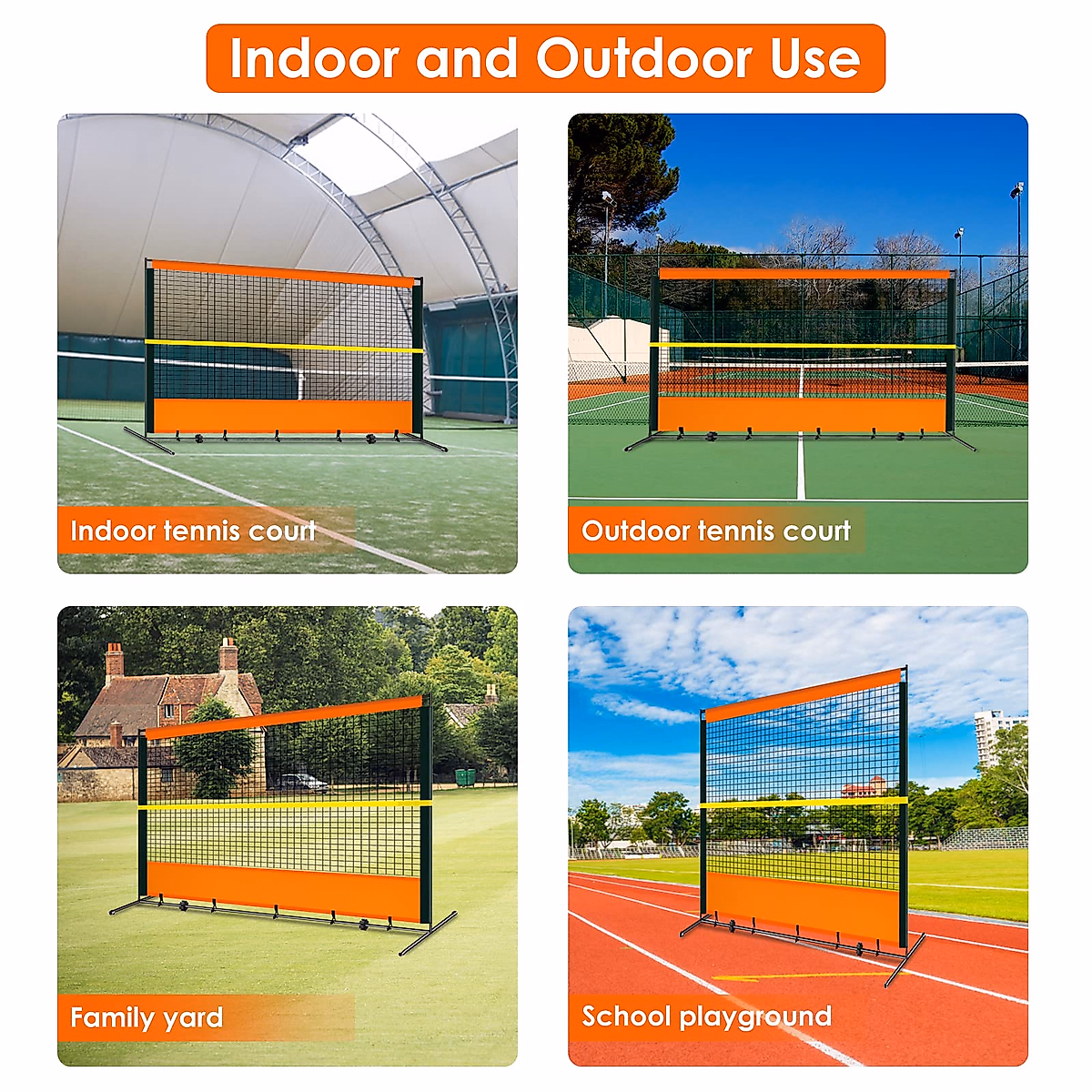 Tennis Rebound Practice Wall - 12ft x 6ft Rebounder Net for Tennis & Racquet Sports Ball & Pickleball, Tennis Backboard Net for Tennis Court Backyard and Indoor & Outdoor Training