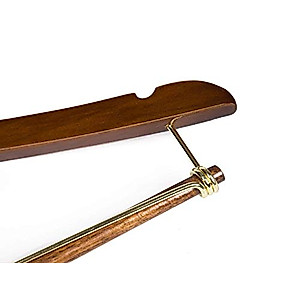 10 Quality Hangers Curved Wooden Hangers Beautiful Sturdy Suit Coat Hangers with Locking Bar Gold Hooks Walnut Finish (10)