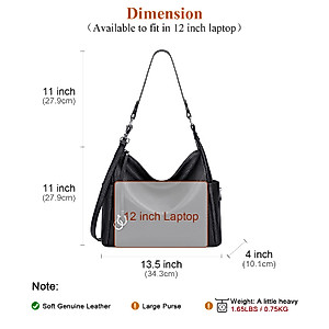 Over Earth Genuine Leather Hobo Purses and Handbags for Women Ladies Shoulder Crossbody Purse(O116E RP Black)