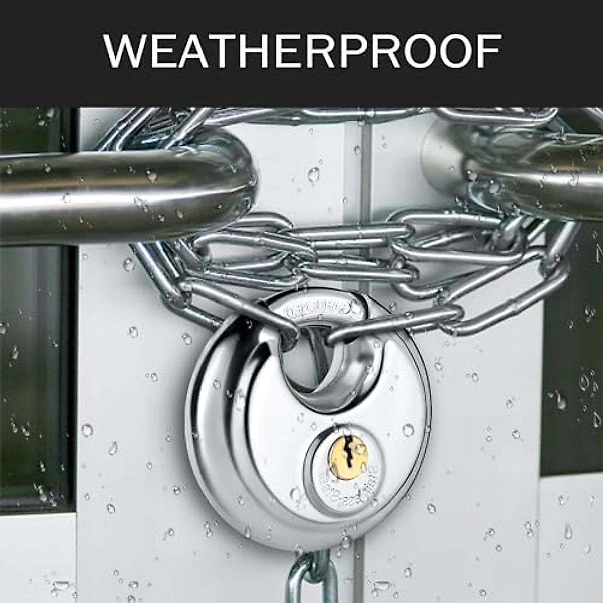 Vervida Keyed Padlock Stainless Steel Disc Lock with 3 Keys, 3/8 Inch Shackle 70mm, Heavy Duty Lock Outdoor Waterproof Storage Lock for Warehouse, Garage, Storage Locker, and Outdoors (1 Pack)