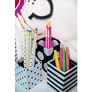 Schoolgirl Style Simply Stylish 3-Piece Polka Dot Pencil Cup Holder Set, Assorted Black and White Pencil Cup Holders, Classroom Supplies Organizer for Desk Organization, Black & White Classroom Décor