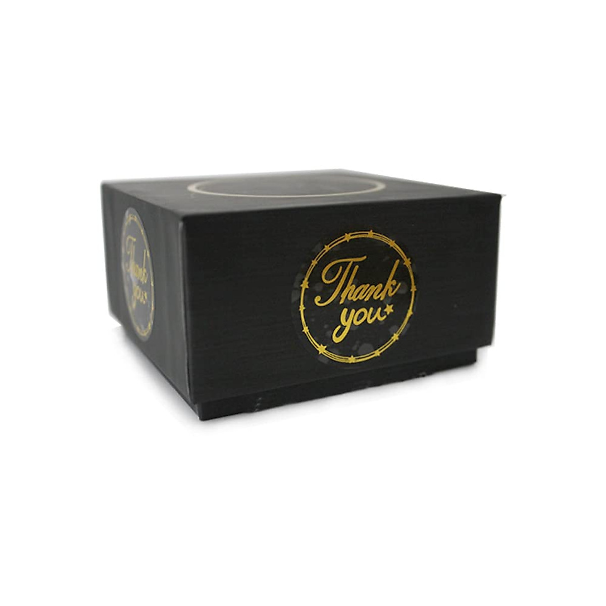 Thank You Stickers Roll 500 PCS Bokinyoung Round Transparent Gold Glitter Foil Seal Stickers 1.5 Inch Thank You Labels for Business