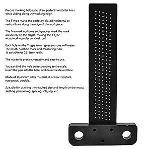 Woodworking Measuring Tool Aluminum Alloy Woodworking Marking Measuring T-Type Ruler Carpentry Squares Hole Scribing Tool