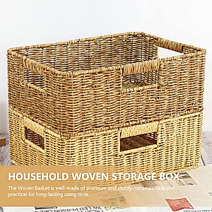 Storage Basket Wicker Woven Baskets for Storage Toilet Tank Basket Coffee Station Condiment Organizer Shelf Basket Coffee Condiment Organizer Woven Storage Bin Rattan Manager Pp