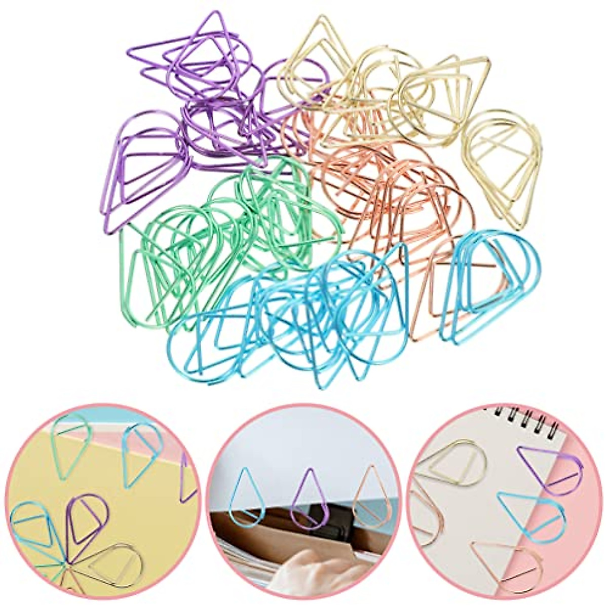 Tofficu Cute Paper Clips 100pcs Teardrop Stainless Steel Drop-Shaped Paper Clips for Office School Supplies Wedding Invitations Crafts Scrapbooking Bookmarks Planners