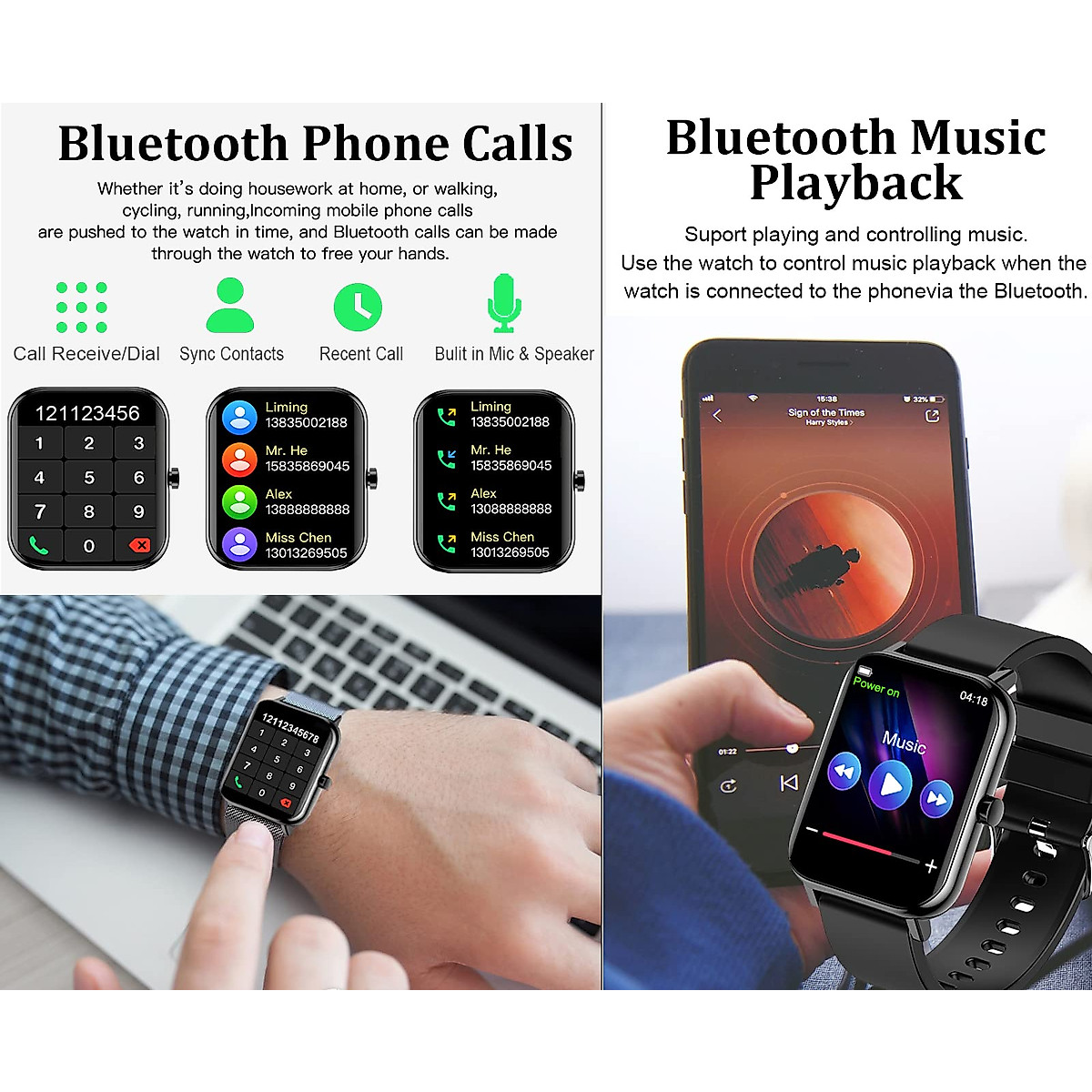 Smart Watch 2022(Make Answer Call Voice Control), 1.7 in Curved Screen Health Smartwatch with Call Text SOS Heart Rate Blood Pressure SpO2 Sleep Monitor Pedometer for Women Men for Android Phones