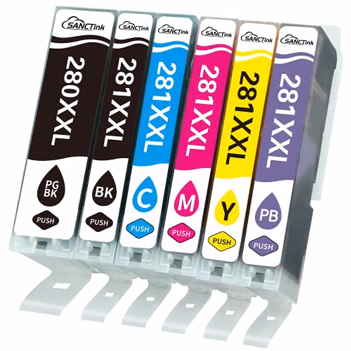 SANCTink 280 281 Ink Cartridge Compatible Replacement for Canon 280 281 PGI-280XXL CLI-281XXL for Canon Pixma TS9120 TS8220 TS8320 TS8300 TS9100 TS8120 TS8100 TS8200 Printer (1PGBK/BK/C/M/Y/PB, 6Pack)