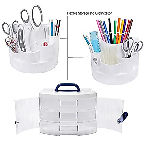 SINGER Sew-It-Goes Spin & Go Multipurpose Sewing Storage Container and Craft Organizer with Removable Drawers, Built-in Peg Board