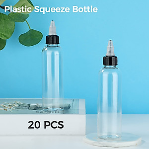 20PCS 8.5oz Clear Dispensing Bottles, Plastic Squeeze Bottles with Twist Top Caps for Oils Inks Liquids, Household Round Squeeze Bottles for Crafts Kitchen Food Making