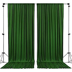 AK TRADING CO. 10 feet x 10 feet Valley Green Polyester Backdrop Drapes Curtains Panels with Rod Pockets - Wedding Ceremony Party Home Window Decorations