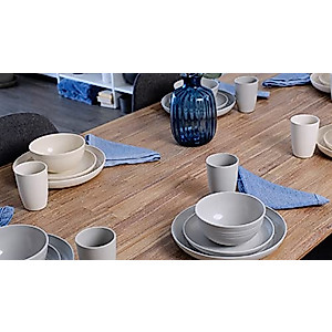 Wheat Straw Dinnerware Sets (16pcs) Grey-Unbreakable Microwave Safe-Lightweight Bowls, Cups, Plates Set-Reusable, Eco Friendly,Dishwasher Safe,Wheat Straw Plates,Wheat Straw Bowls, Cereal Bowls