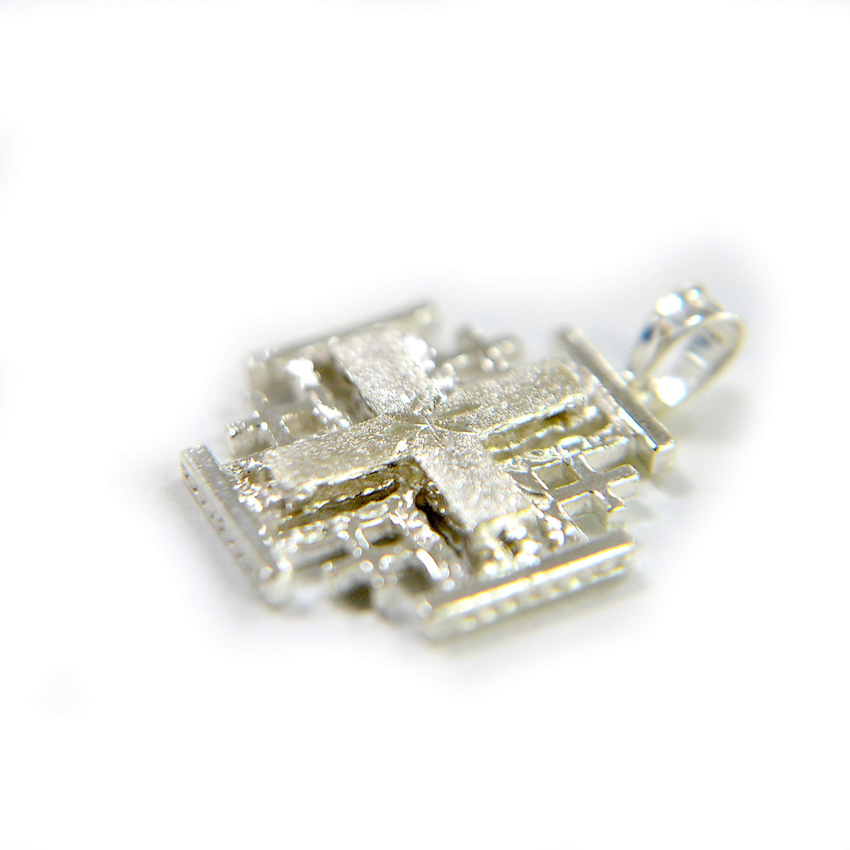 Sterling Silver (925) Jerusalem Crusader's cross Pendant. Handcrafted in the Holy Land. Two layer cross with Bethlehem star hand engraved.