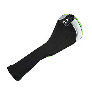 Andux 6pcs/Set Golf Club Head Covers Long Neck (3pcs Hybrid Covers + 3pcs Wood Covers) (Black/Green)