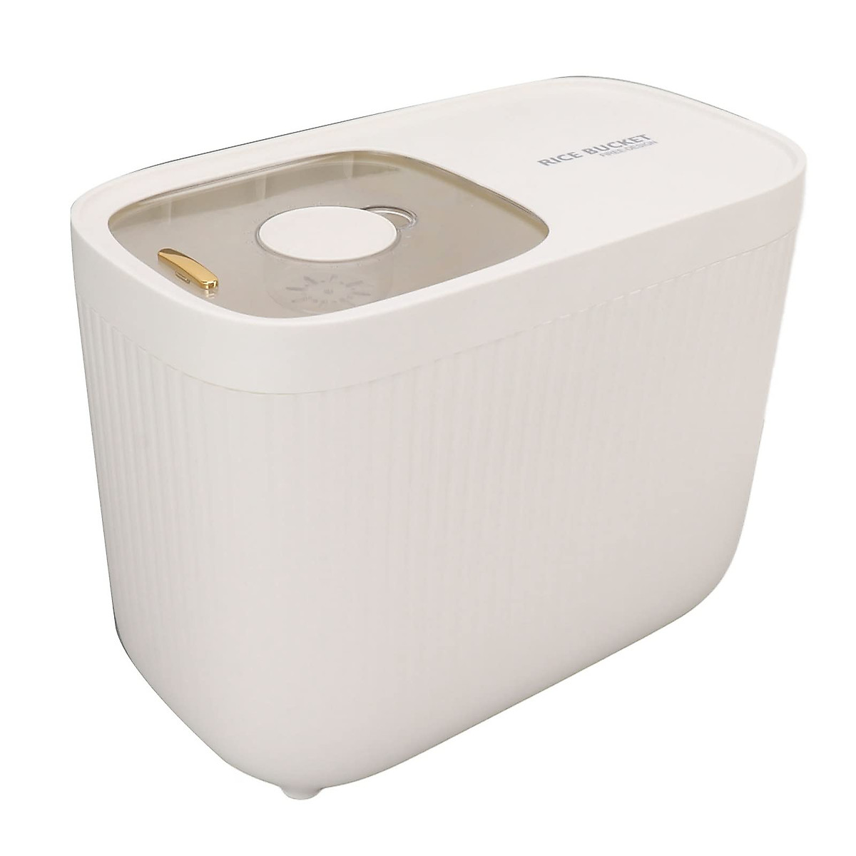 Rice Storage Container, Large Plastic Rice Dispenser Cereal Dispenser, Food Storage Containers with Transpartent Airtight Lids and Rice Bowl for Rice Flour Cereal Bread Pantry (White)