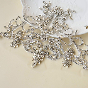 Sparkling Rhinestone Applique Shoulder Accessories Sleeve Diamante Craft Sewing on Bridal Wedding Dress Gown (1 Pair)