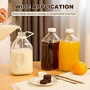 FyndraX Glass Milk Jugs Bottle - 64Oz Water Container with Airtight Screw Lid, Half Gallon Juice Jar Pitcher for Storage Iced or Hot Drinks in Refrigerator, Set of 1