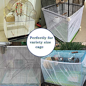 LWFCOEE Bird Cage Seed Catcher, BirdCage Skirt Guard, Adjustable Soft Nylon Mesh Bird Cage Netting Cover for Round Square Medium Bird Cages Circumference 40-60 Inch, White