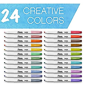 SHARPIE S-Note Creative Markers, Highlighters, Assorted Colors, Chisel Tip, 24 Count