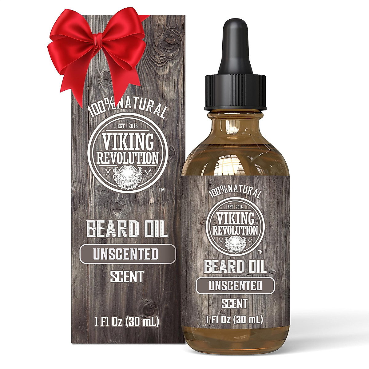 Viking Revolution Unscented Beard Oil for Men - Natural Mens Beard Oil with Argan Oil and Jojoba Oil - Beard Softener, Strengthens and Moisturizes - Beard Conditioner for Men (Unscented, 1 Pack)