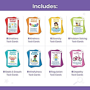 hand2mind Social Emotional Task Cards for Ages 3+, Social Emotional Learning, Play Therapy Toys for Counselors, Social Skills Activities for Kids, Conversation Starters, Emotional Regulation for Kids