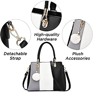 Women Handbags Large Tote Shoulder Bag Crossbody Bag for Women Color Stitching Top Handle Satchel Hobo 2pcs Purse Set Pink