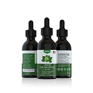 Chlorophyll Liquid Drops - 100% Natural Energy Booster and Immune Support - Internal Deodorant and Detox - Altitude Sickness Relief - Fast Absorption, Vegan & Non-GMO - 120 Servings (Pack of 1)
