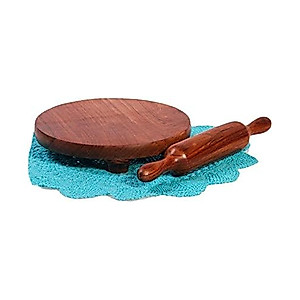 Wooden Chakla,Serving Board, Round Chapati Chakla, Perfect for Making Chappati at Home, Wooden Roti/Chapati Maker, Wood Rolling Board and Rolling Pin Set (Chakla Belan)