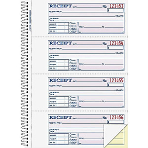 Adams(R) Carbonless 2-Part Spiral Money/Rent Receipt Book, 7 5/8in. x 11in., Book of 200 Sets, SC1182