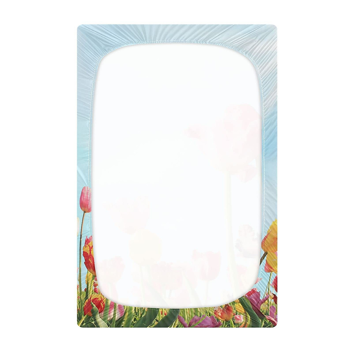 Tulip Flower Baby Crib Sheets Soft Toddler Bed Sheets Breathable Mattress Cover Crib Mattress Sheet for Boys Girls Nursery Stroller Crib Mattress, 39 * 27 * 5in