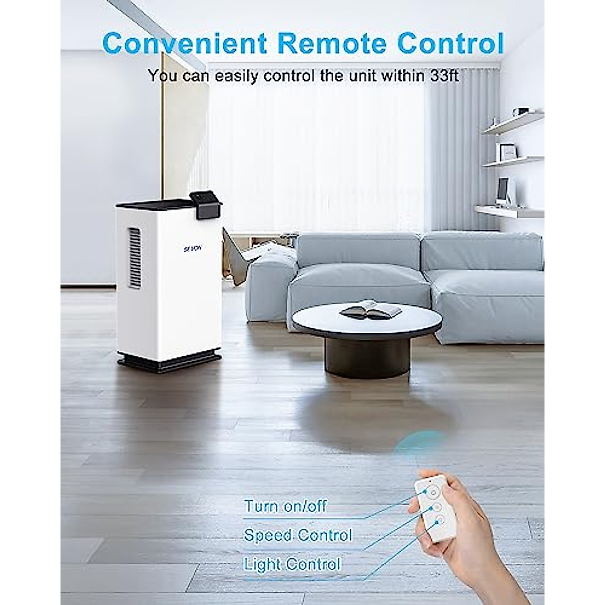 Dehumidifiers for Home Up to 7500 Cubic Feet, SEAVON Dehumidifier with Remote Controller, Auto-off, 2 Working Modes Quiet and Portable Dehumidifiers Perfect for Bedroom, Bathroom, Basement, RV