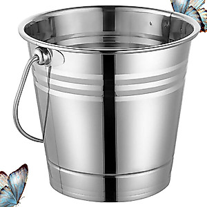 DOITOOL Stainless Steel Ice Bucket Small Metal Buckets Champagne Wine Bucket Small Pails with Handles for Party Favors Candy Centerpieces Bar Supplies Without Borneol