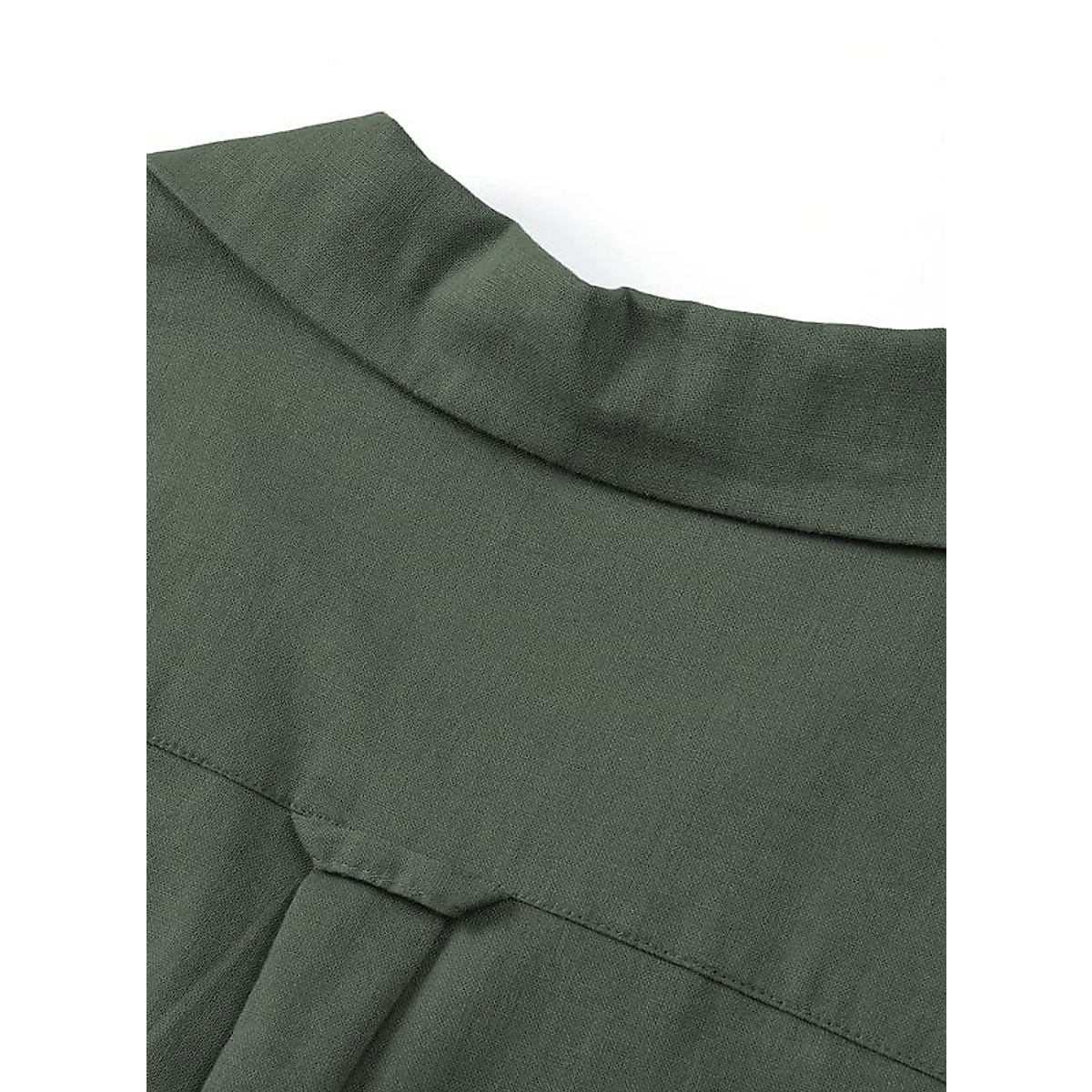 JMIERR Men's Cotton Linen Hawaiian Shirt - Casual Button Down, Cuban Collar, Short Sleeve, Pocket, US 43(L), Green