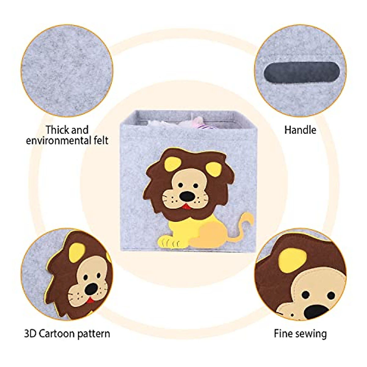 Dreshoo Collapsible Felt Storage Bins,4 Pack,Cube Storage Bin,11 Inch Large Washable Foldable Fabric Storage Bin/Baskets for Shelf,Home,Closet,Laundry,Book,Office,Toy Box Storage