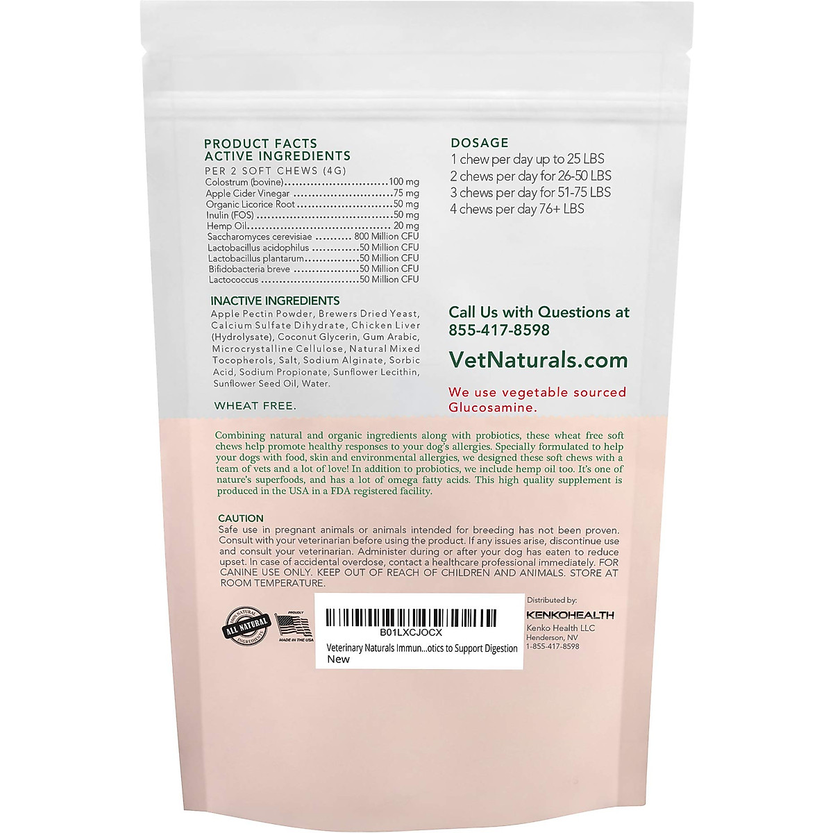 Veterinary Naturals - Immune & Allergy Chews - Probiotic Dog Treats - 60 Soft Chews - Allergy Relief from Food & Environmental Allergies, Help Improve Skin & Coat, Boost Overall Health