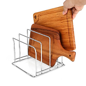 Joy Aid Cutting Board Organizer - Kitchen Organizer for Pans, Baking/Cookie Sheets, Cooling Racks and Serving Trays, 4 Slots of 2 Widths