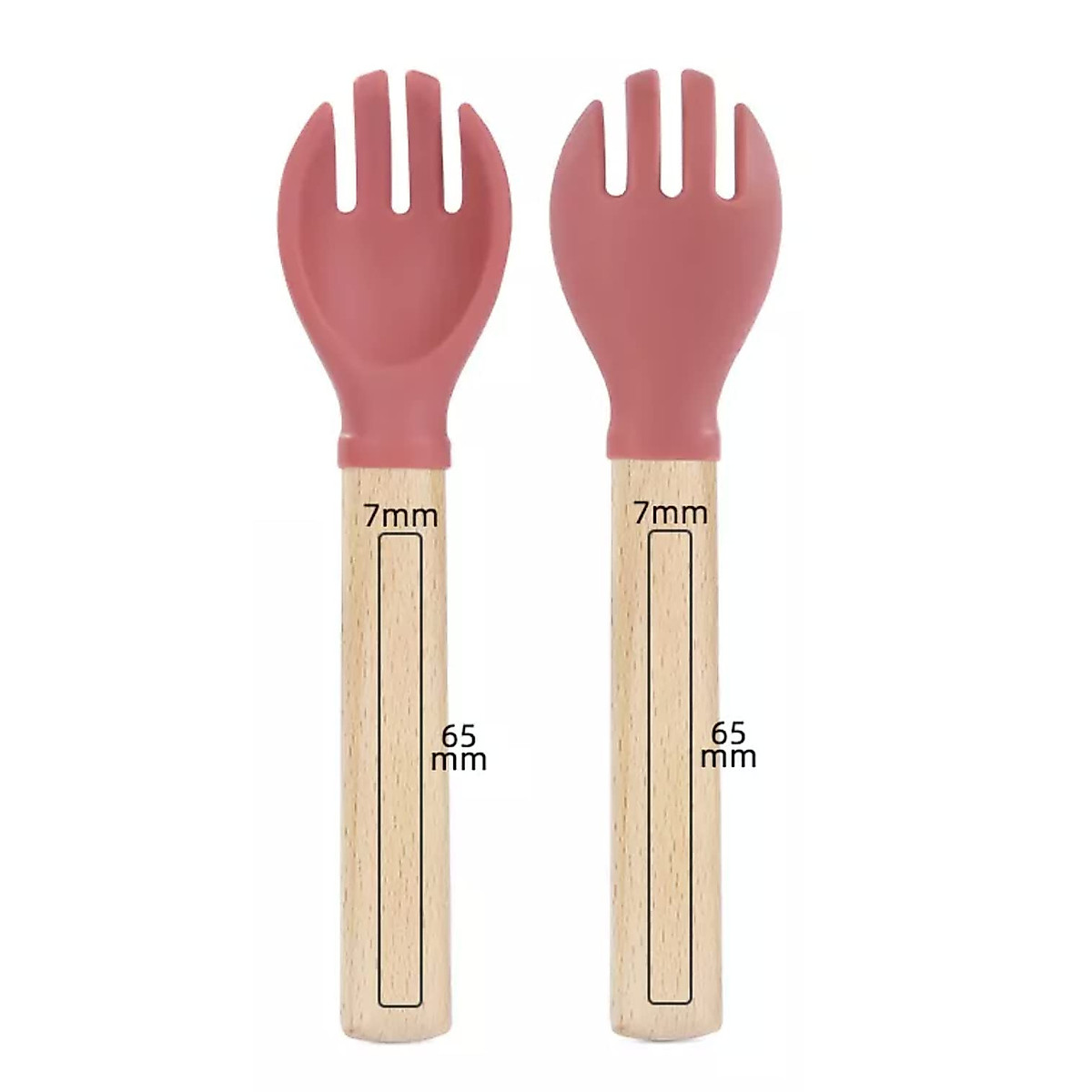 Silicone Baby Forks- Silicone Tips for Toddlers and Baby- Self-Feeding Utensils (Pack of 4) Moody Blue Light Claybank Purplish Red and Dark Pink 10 Month + 002 Fk-1