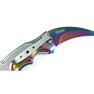 Full Metal CSGO Karambit Claw Folding Pocket Knife, Tactical Knife. For Gift, Collection, EDC (RAINBOW)