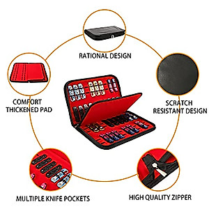 QEES Knife Case,Knife Display Case,Knife Storage,40 Slots Folding Knife Holder Organizer,Butterfly Pocket Knife Carrier,Knives Collection Protector For Men Survival Tactical Outdoor EDC Mini Knife