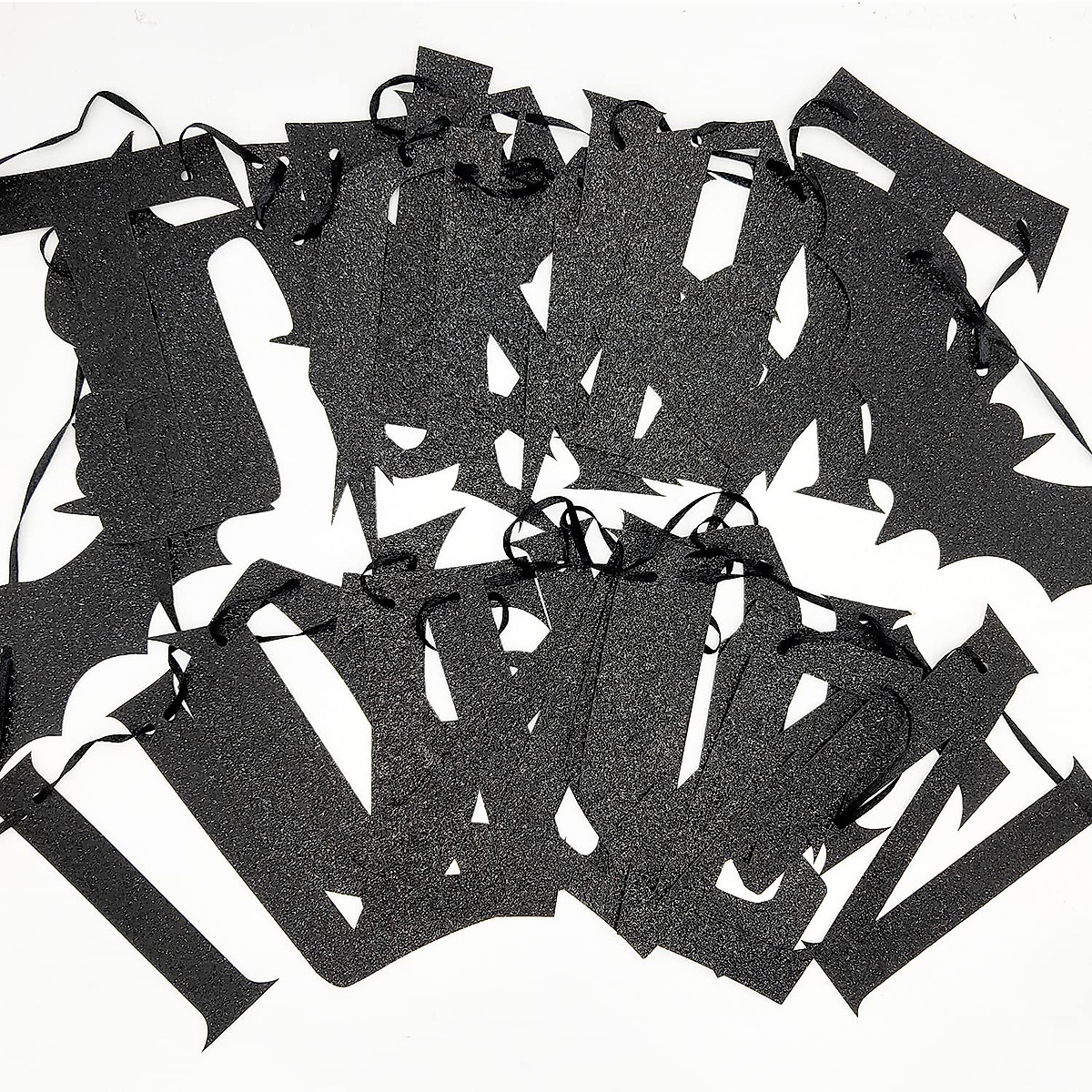 CAVLA Glitter It's Frickin Bats I Love Halloween Banner Black Glittery Halloween Garland Banner with Bat Signs Happy Halloween Party Decorations for Haunted Houses Home Wall Fireplace Party Supplies