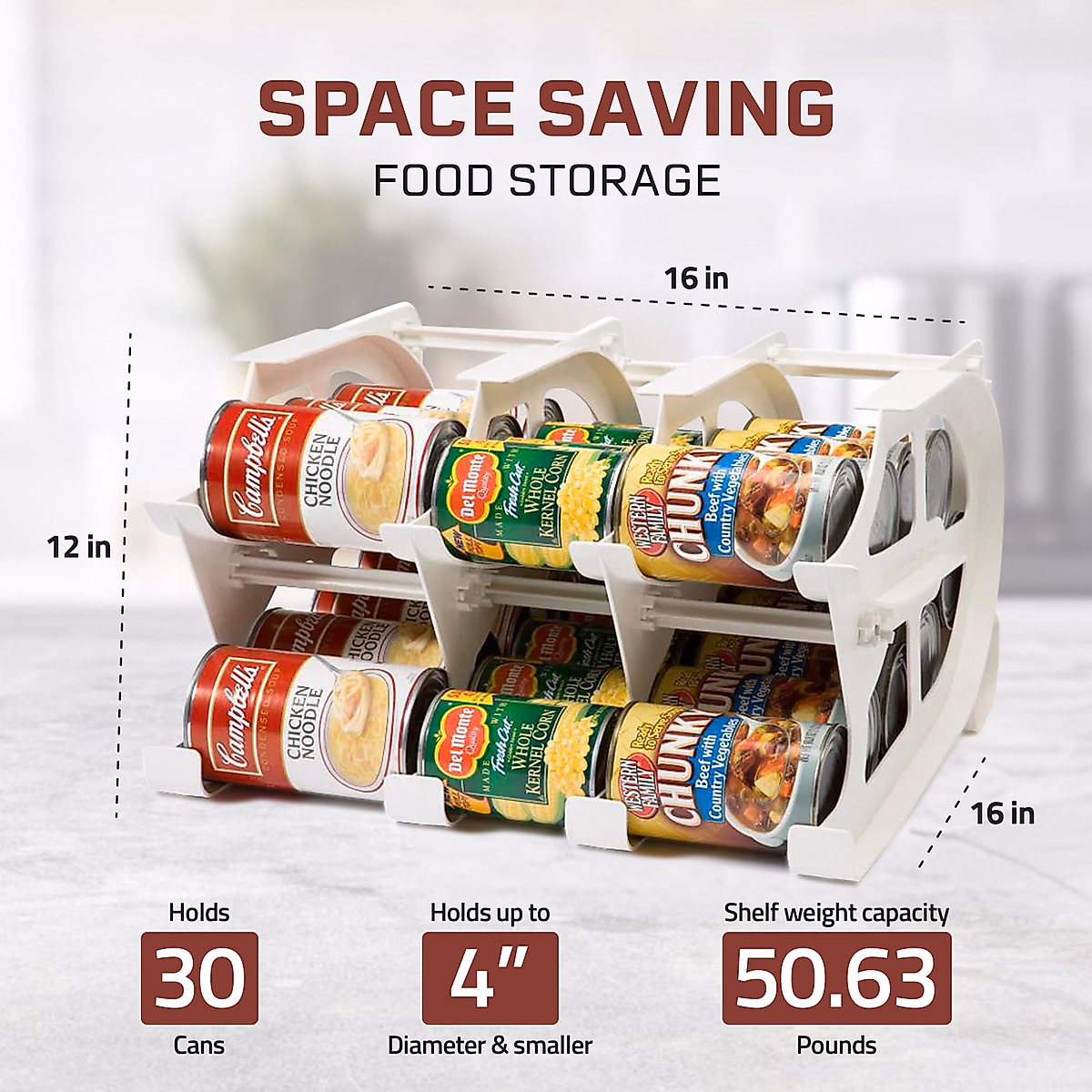 FIFO Mini Can Tracker Stores up to 30 Cans | Rotates First in First Out | Storage for Home Cupboard, Pantry and Cabinet | Organize Your Kitchen | 4" Cans or Taller (Mini Can Tracker - 30 cans)