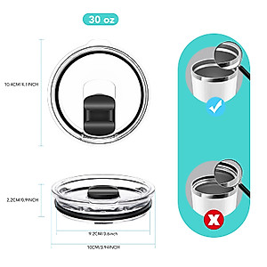 30 oz Tumbler Lid, Replacement Lids Compatible for YETI 30 oz Tumbler, 14 oz Mug and 35 oz Straw Mug, 2 Pack Travel Spill Proof Cup Lids Covers with Magnetic Slider Switch, BPA Free
