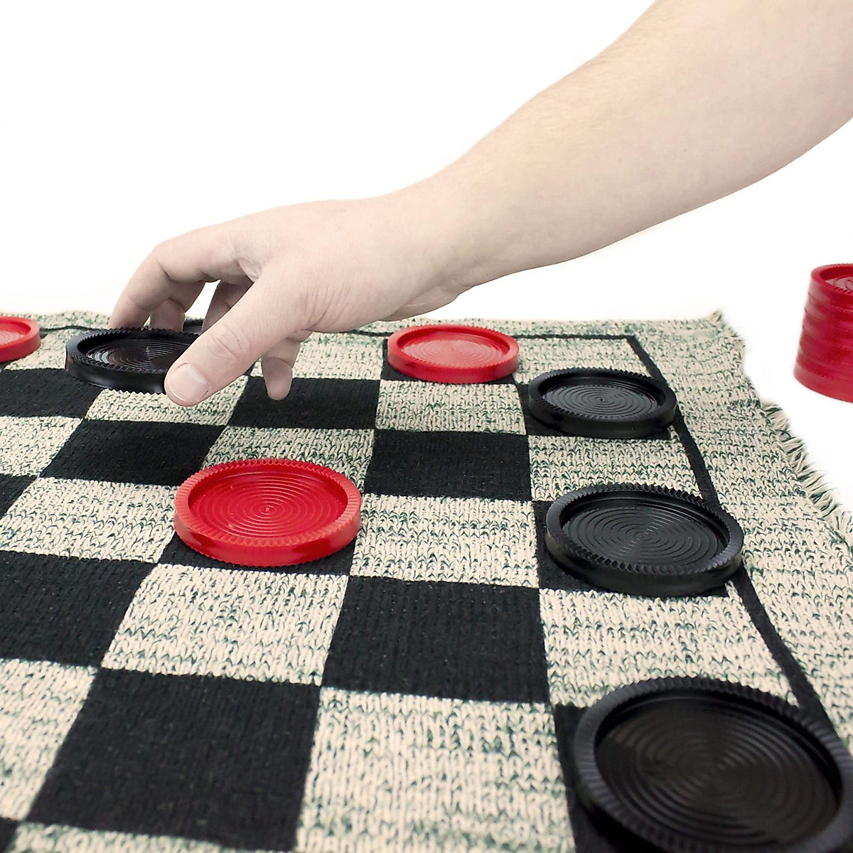 24 Jumbo Replacement Checkers - Extra Red/Black Interlocking Stackable Plastic Pieces for Board Games, Checkboards, Missing Pieces, and Rec Rooms, 2.75" Wide - Checkers, Draughts, and Tic Tac Toe