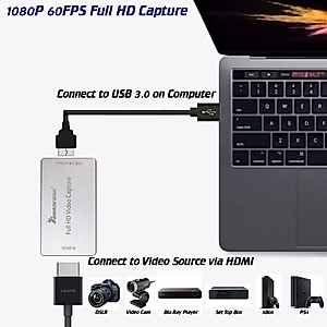 HornetTek HDMI Video Capture Device / Video Game Recorder USB 3.0 1080P 60 FPS Video & Audio Grabber -Zoom Compatible- for VLC, Use Only v2.2.6 or Older Versions