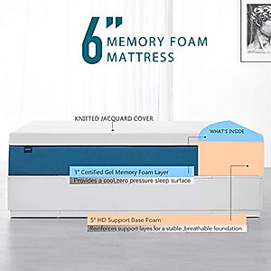 Molblly Twin Size Mattress, 6 inch Cooling-Gel Memory Foam Mattress in a Box, Breathable Bed Mattress for Cooler Sleep Supportive & Pressure Relief， 39" X 75" X 6"