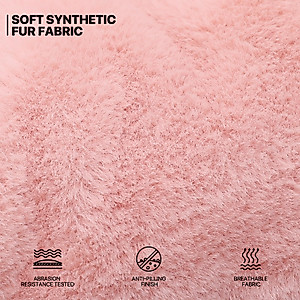 MoNiBloom Round Folding Faux Fur Saucer Chair for Bedroom Living Room Dorm Foldable Metal Frame Oversized Large Comfy Furry Padded Soft Cozy Moon Chair with Footrest Ottoman for Adults (Pink)