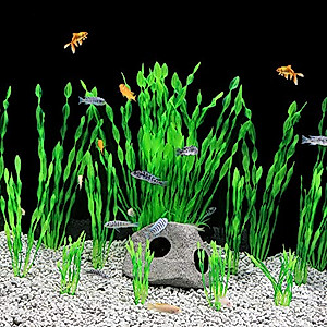 MyLifeUNIT Artificial Aquarium Plants, 13 Pack Plastic Seaweed Water Plants for Fish Tanks (Green)