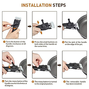 SHINEURI 4 Pieces Removable Handle Cookware Stackable Pots And Pans Set, Nonstick Pot and Pan Set for Home & Camping, Dishwasher/Oven Safe - 2qt /8inch /9.5inch