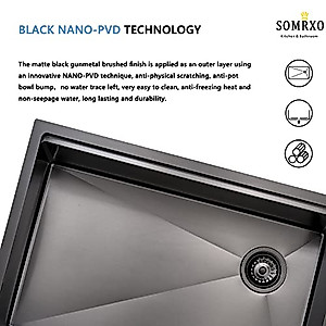 30 Inch Farmhouse Kitchen Sink Black Stainless Steel-SOMRXO Farmhouse Sink Workstation Kitchen Sink Black Stainless Steel Farmhouse Sink Single Bowl Kitchen Sink