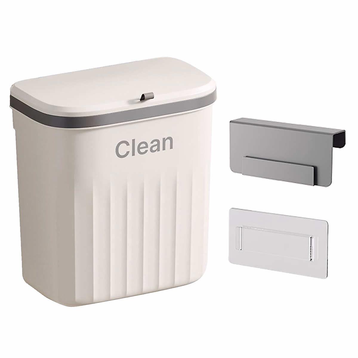 JONbinbkl Wall Mounted Trash Can Bin with Lid Waste Bin 8.5/12L Kitchen Hanging Trash Bin Garbage Recycle Dustbin Rubbish Bins, White, large